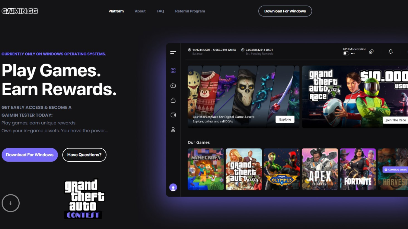Play and earn $GMRX tokens and items for your games, passive income ...