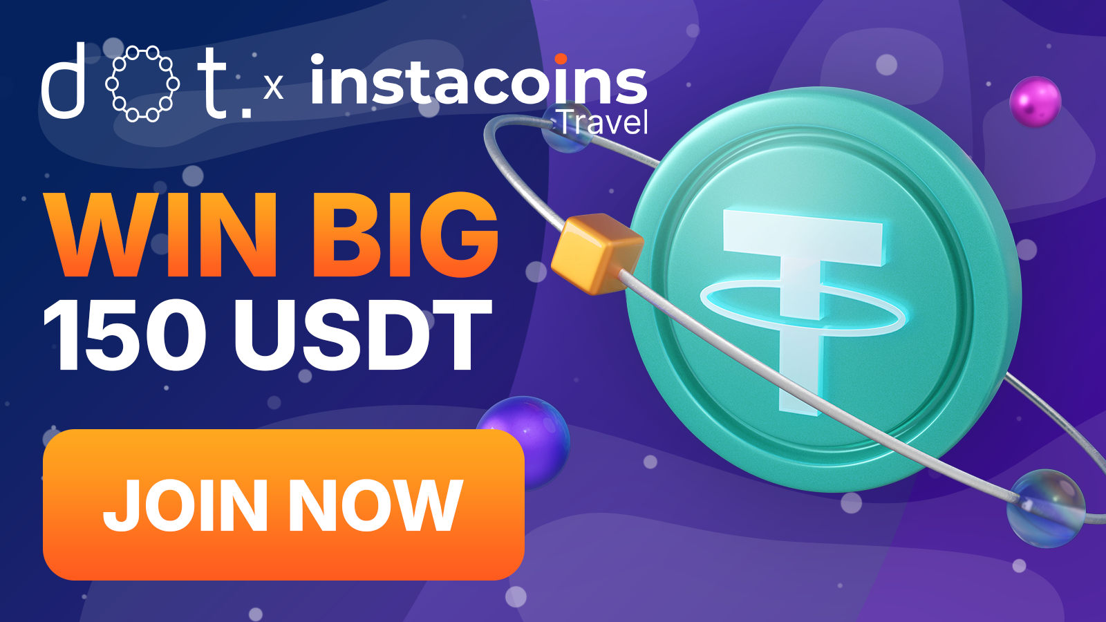 💸🃏 Join the Instacoins.travel / DOT Giveaway! 150 USDT🃏💸